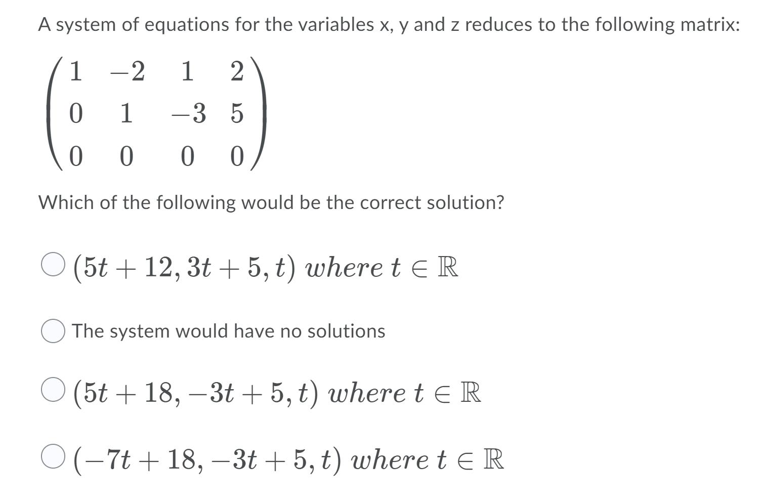 Solved A System Of Equations For The Variables X Y And Z