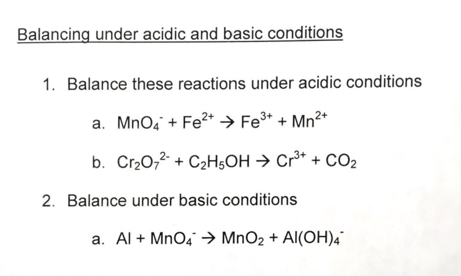 Solved Balancing under acidic and basic conditions 1. | Chegg.com