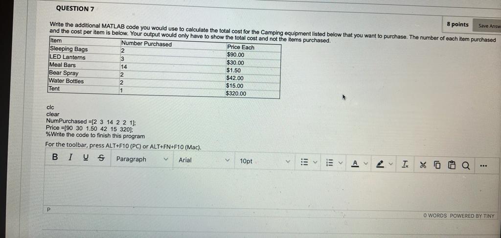 Solved QUESTION 7 8 points Save Answ Write the additional | Chegg.com