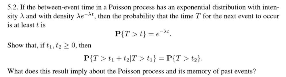 Solved 5.2. If the between-event time in a Poisson process | Chegg.com