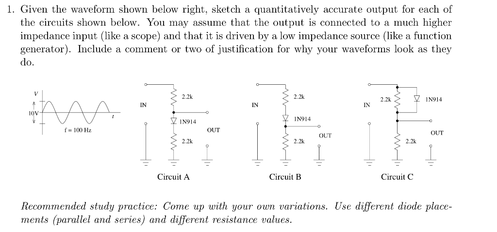 Solved 1. Given the waveform shown below right, sketch a | Chegg.com