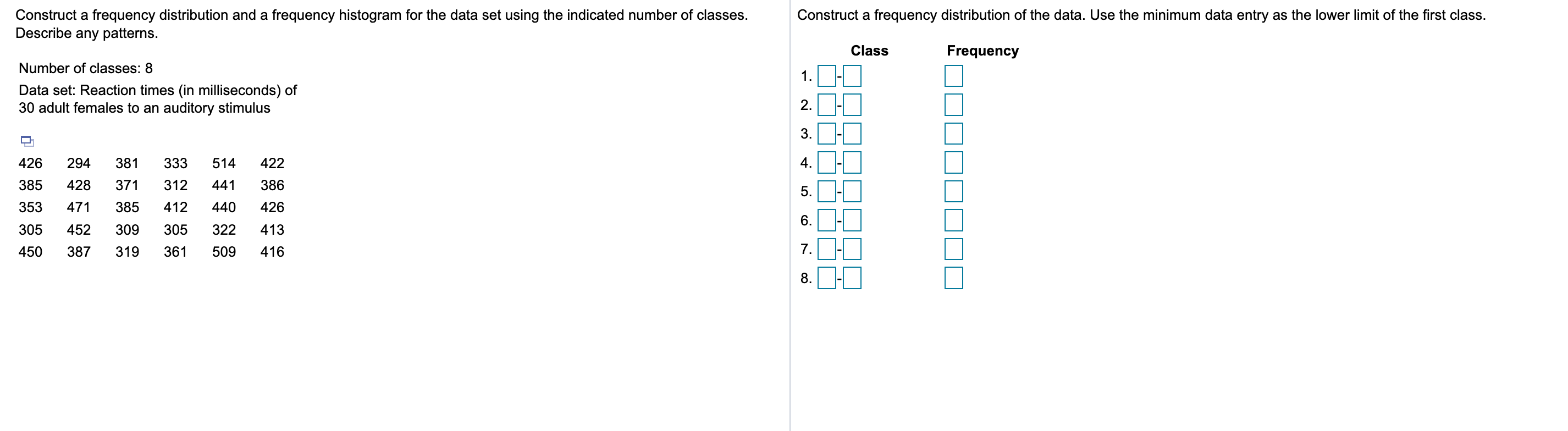 Solved Construct a frequency distribution and a frequency | Chegg.com