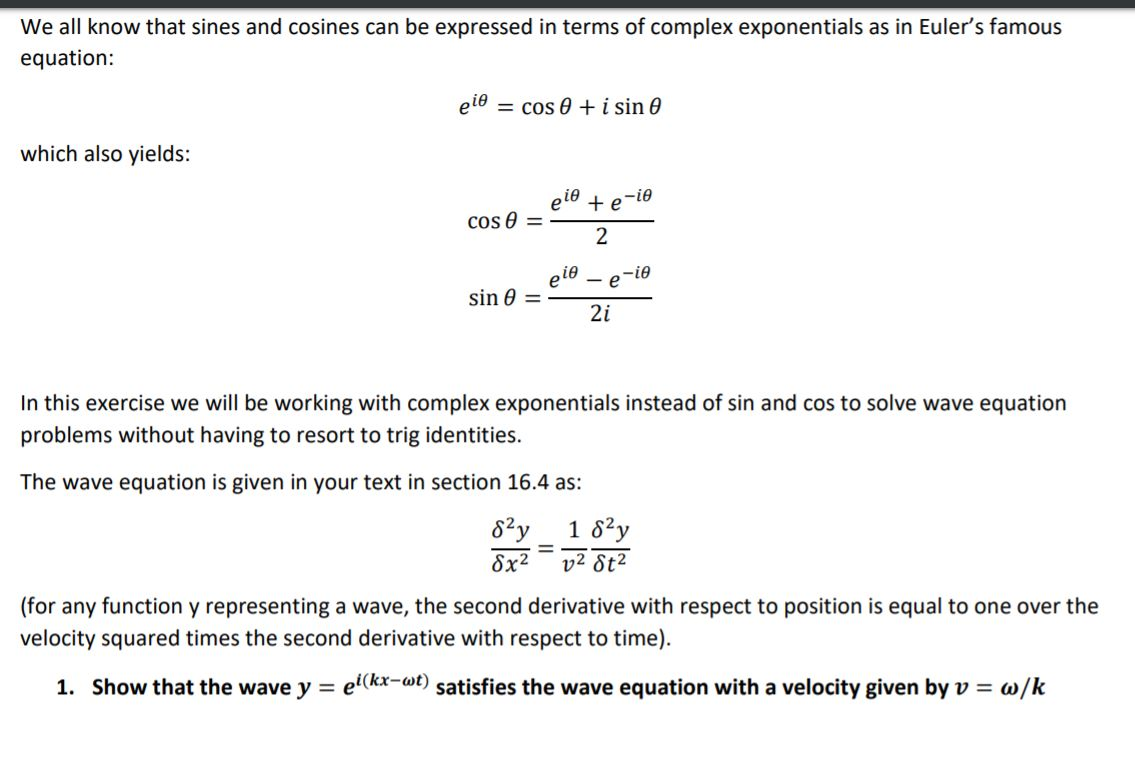 Solved We all know that sines and cosines can be expressed | Chegg.com