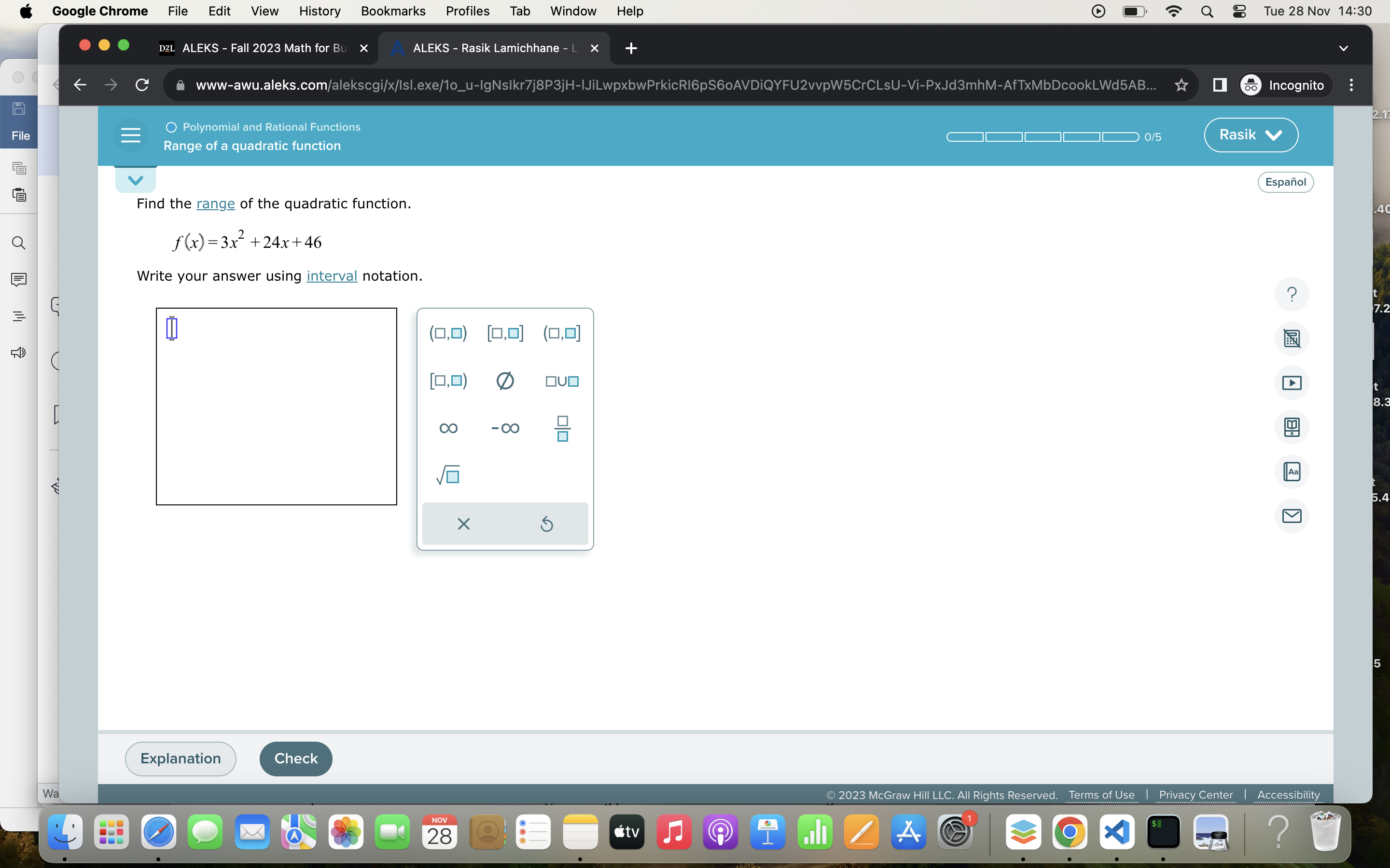 Solved Find the range of the quadratic | Chegg.com