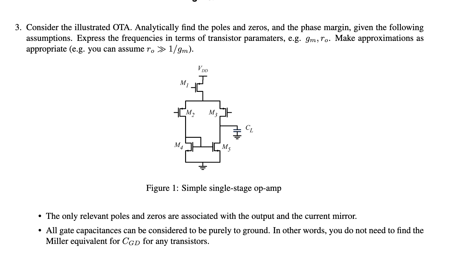 Solved Consider the illustrated OTA. Analytically find the | Chegg.com