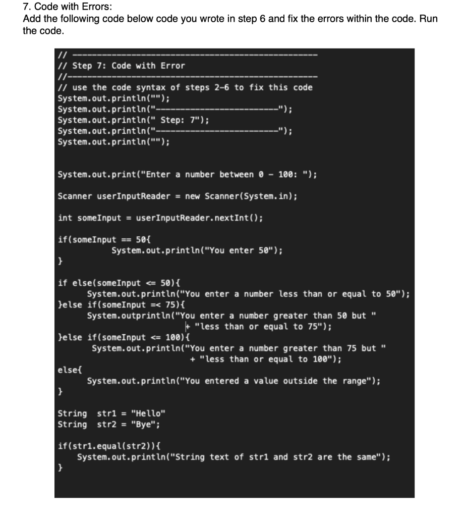 Solved 7. Code with Errors: Add the following code below | Chegg.com