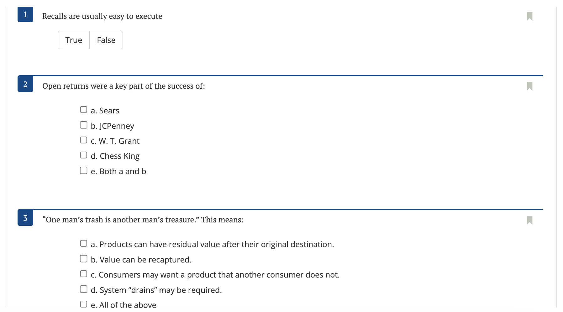 Solved Recalls are usually easy to execute Open returns were | Chegg.com