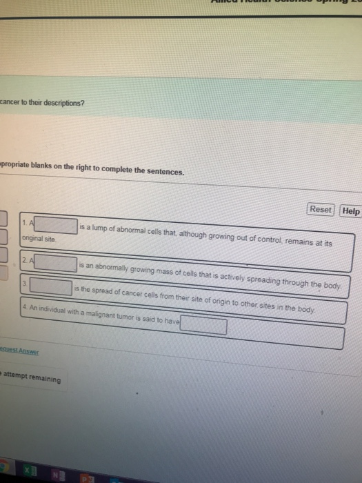 Solved cancer to their descriptions? propriate blanks on the | Chegg.com