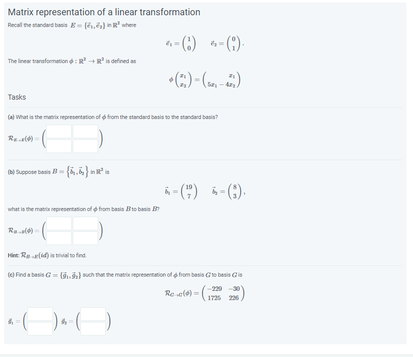 Solved Matrix representation of a linear | Chegg.com