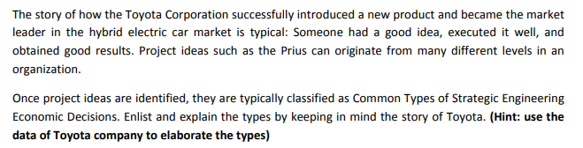 Solved The story of how the Toyota Corporation successfully | Chegg.com