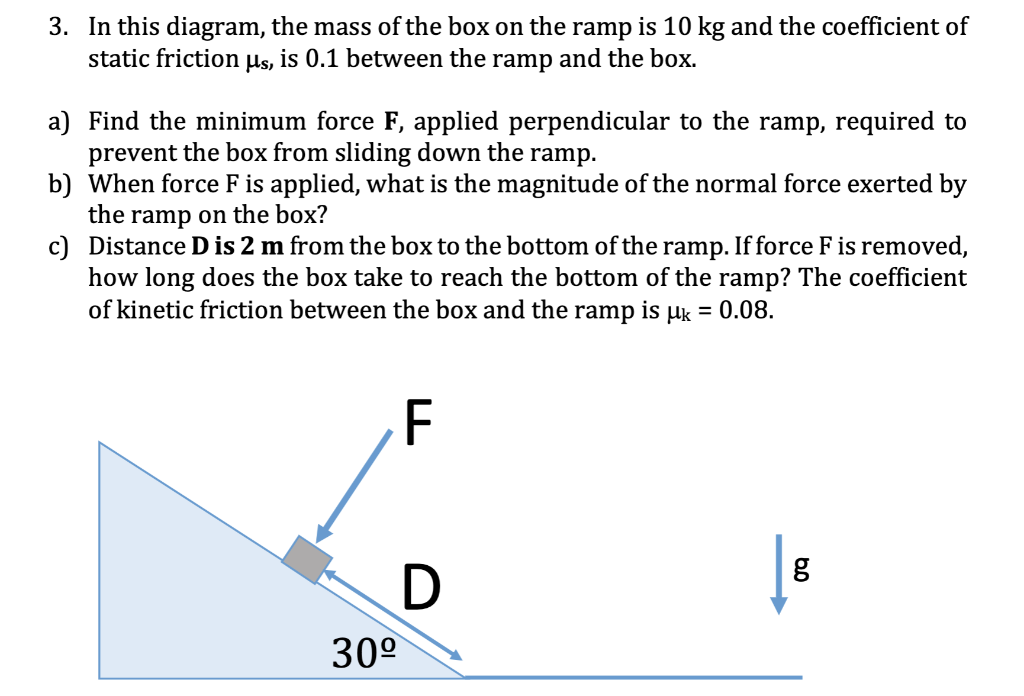 Solved In this diagram, the mass of the box on the ramp is | Chegg.com
