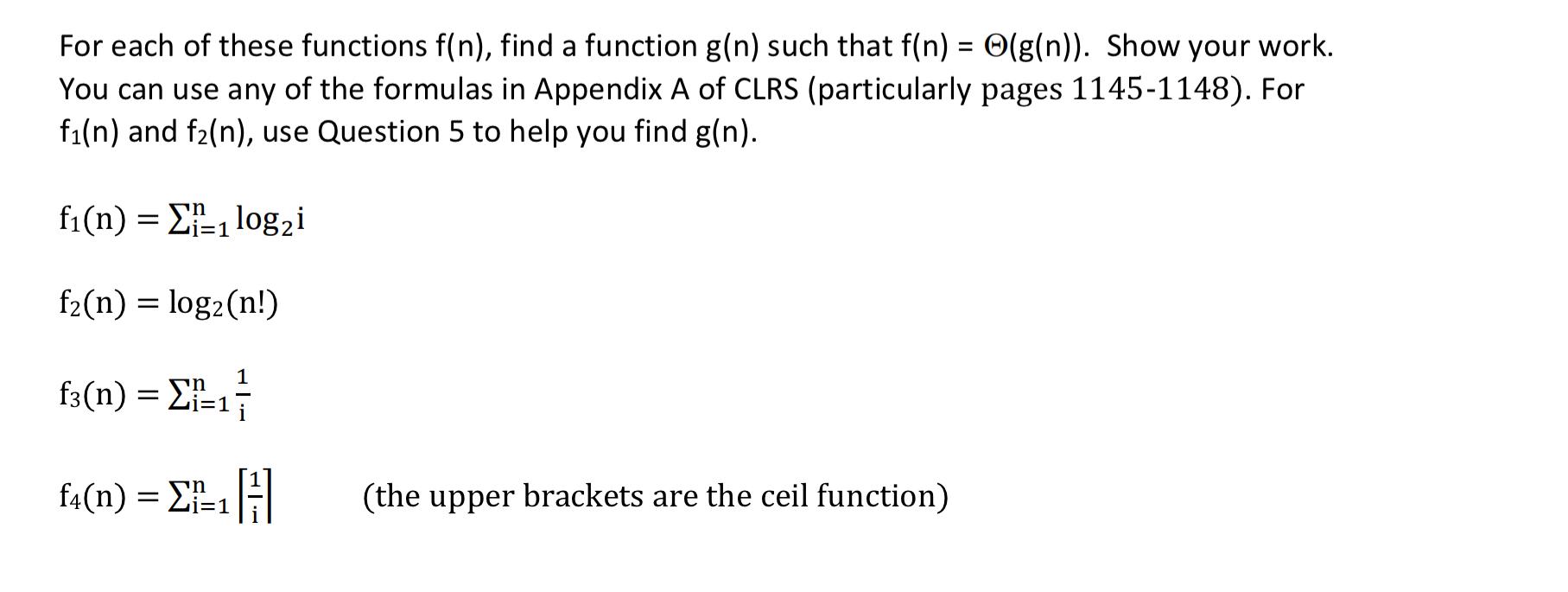 Solved For each of these functions f(n), find a function | Chegg.com