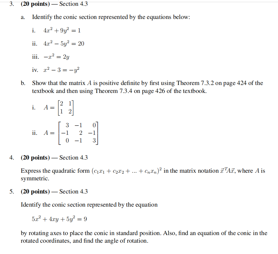 Solved a. Identify the conic section represented by the | Chegg.com