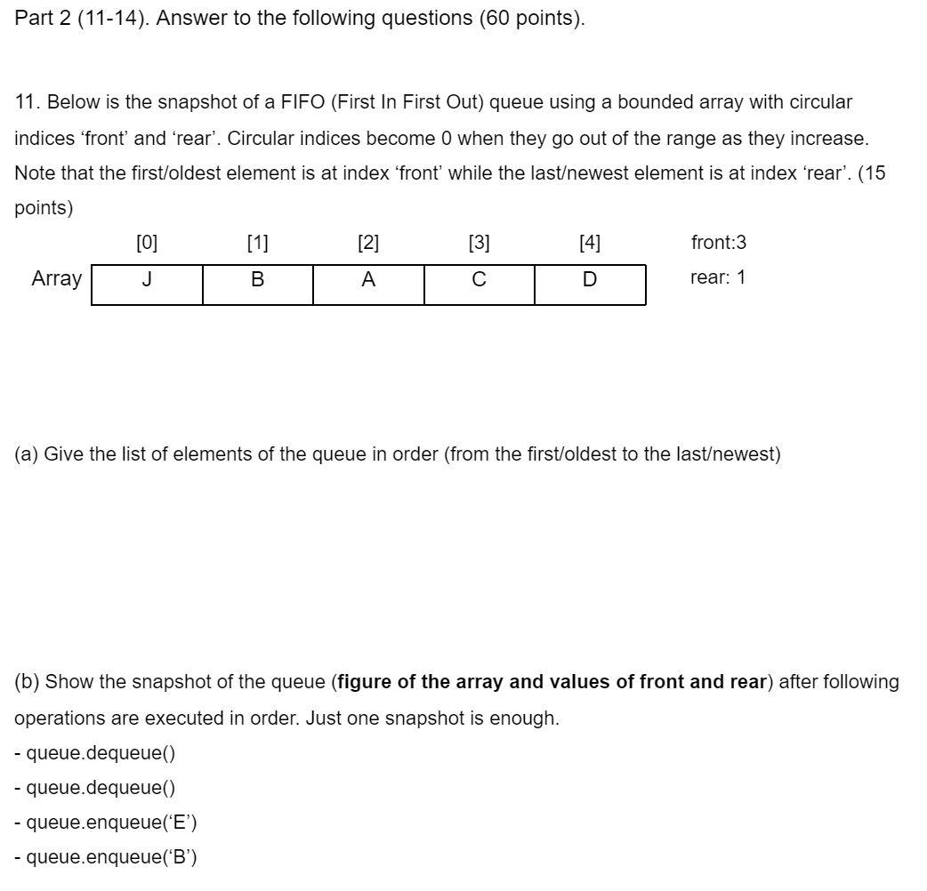 Solved I was given a practice final in data structures as | Chegg.com