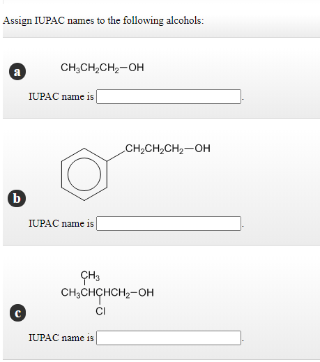 Solved Assign IUPAC names to the following alcohols: a | Chegg.com