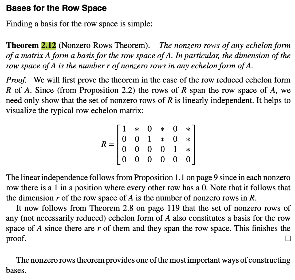 Solved Bases for the Row Space Finding a basis for the row | Chegg.com