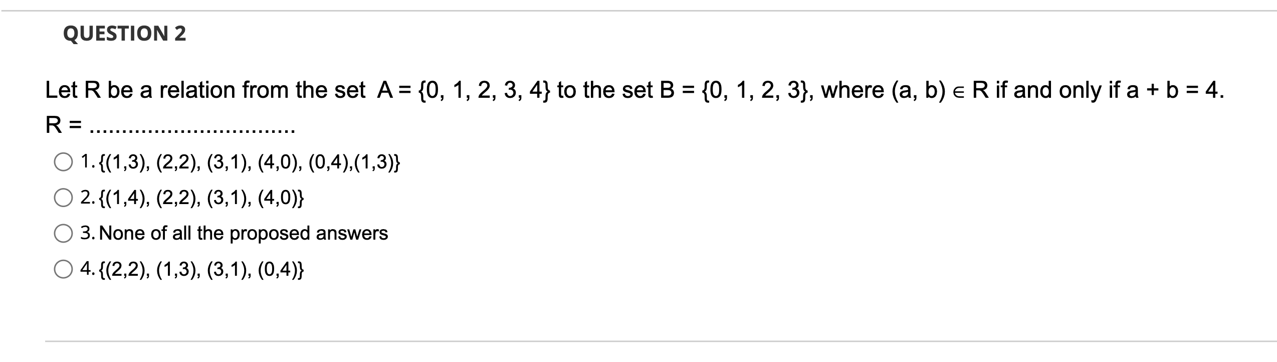Solved Let R be a relation defined on the set A={0,1,2,3,4}, | Chegg.com