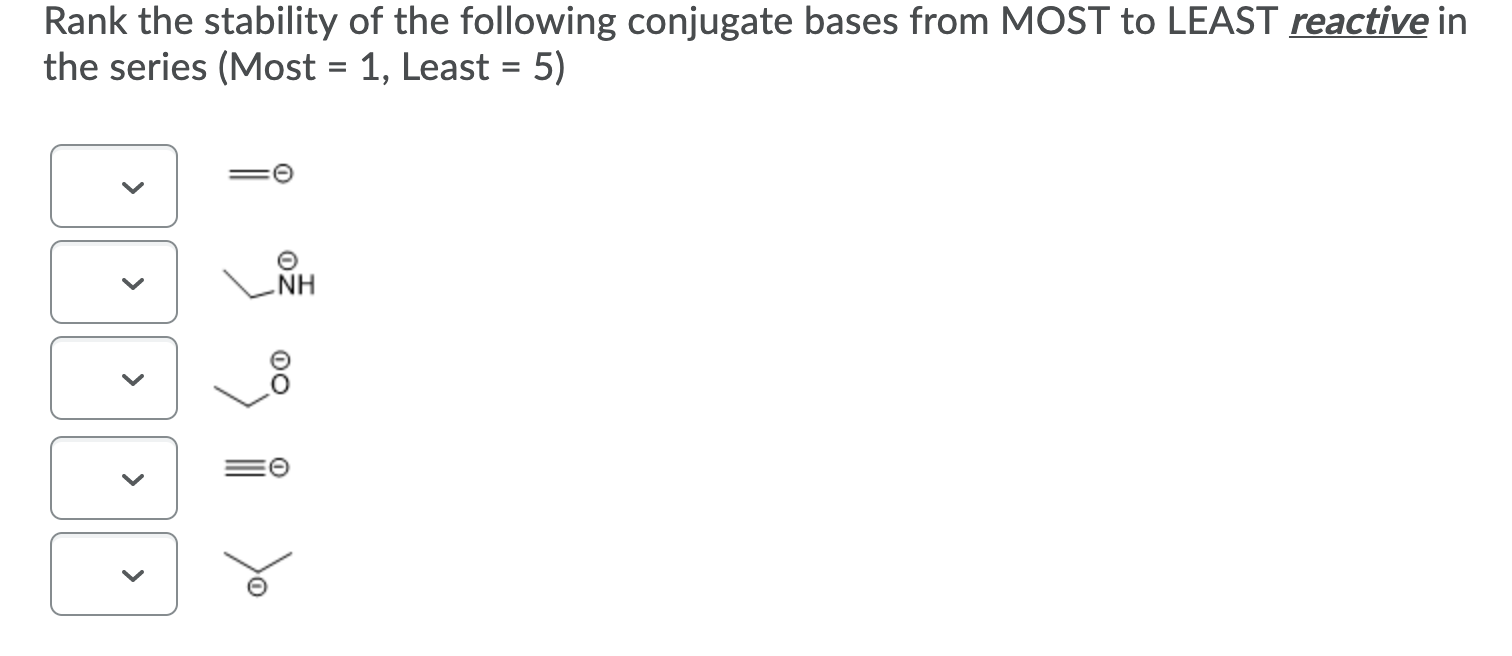 Solved Rank the stability of the following conjugate bases | Chegg.com