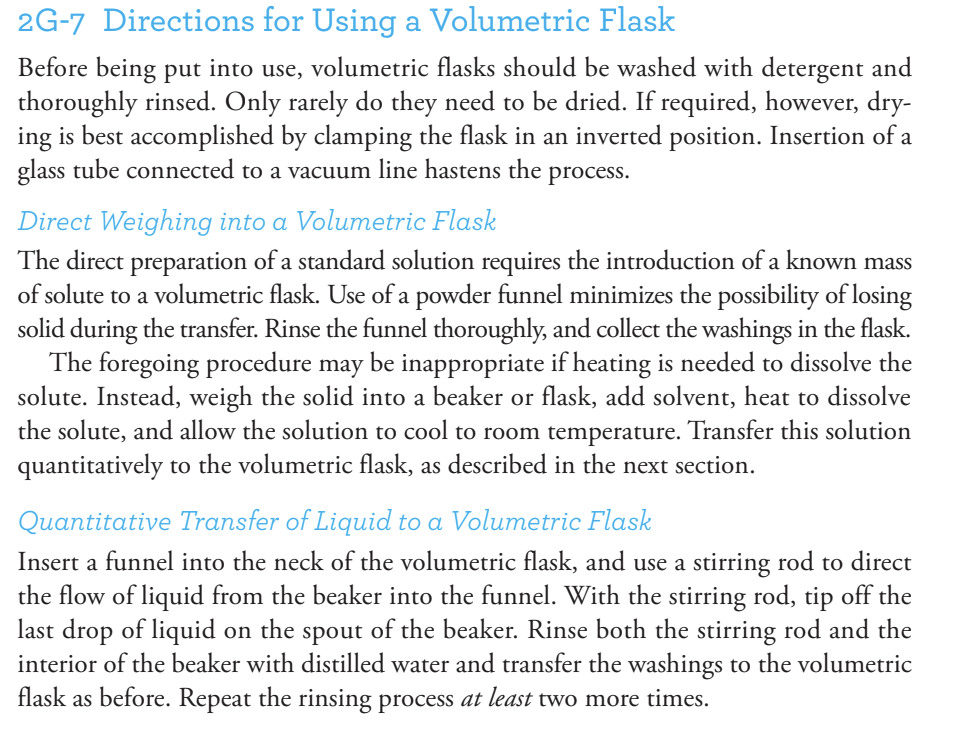 Solved 2G-7 Directions for Using a Volumetric Flask Before | Chegg.com