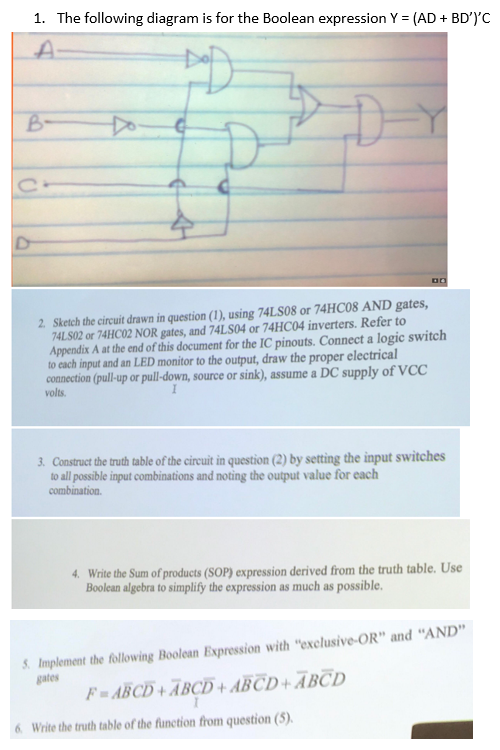 Solved 1. The following diagram is for the Boolean | Chegg.com
