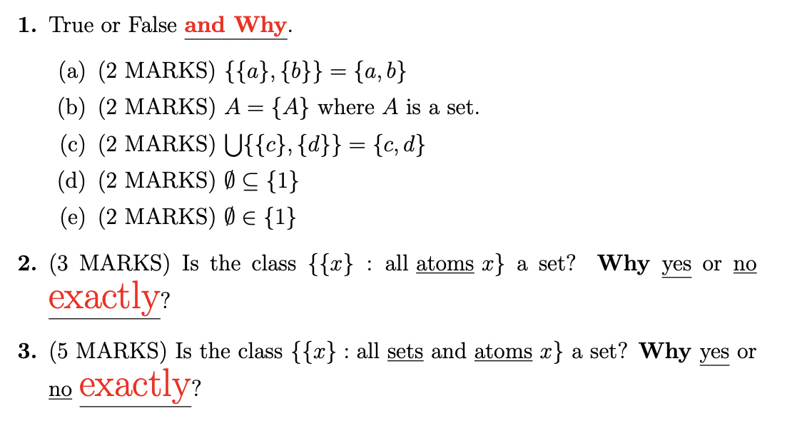Solved 1. True or False and Why. (a) (2 MARKS) | Chegg.com