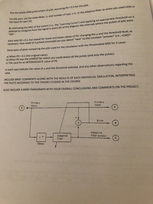 Consider the Adaptive Signal Processing system shown | Chegg.com