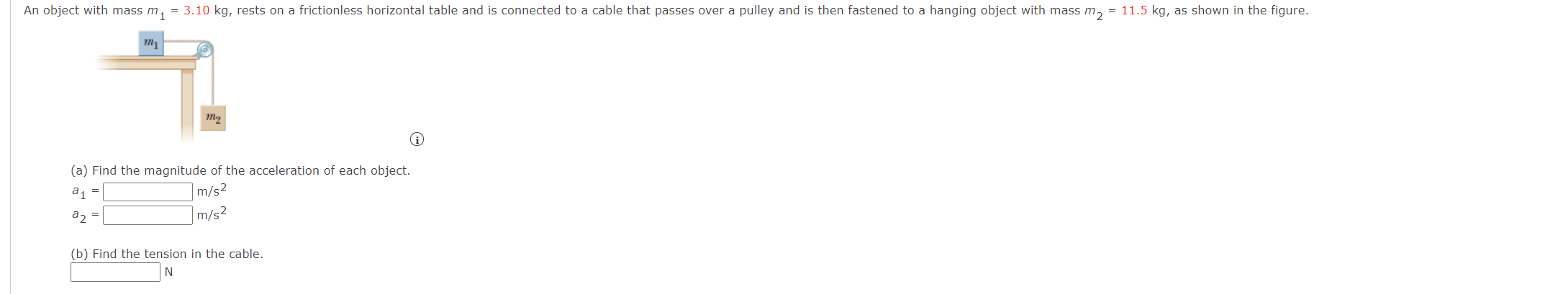 Solved An object with mass m1 = 3.10 kg, rests on a | Chegg.com