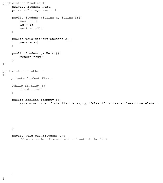 Solved public class Student f private Student next private | Chegg.com