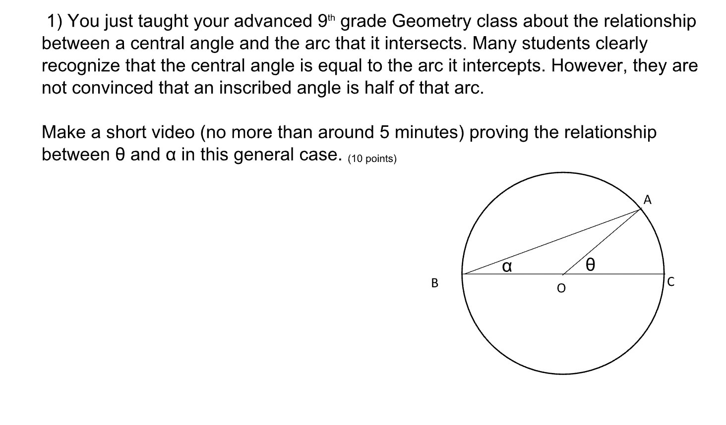 Solved 1) You just taught your advanced 9th grade Geometry | Chegg.com