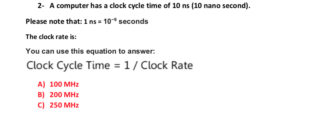 Solved 2- A computer has a clock cycle time of 10 ns (10 | Chegg.com
