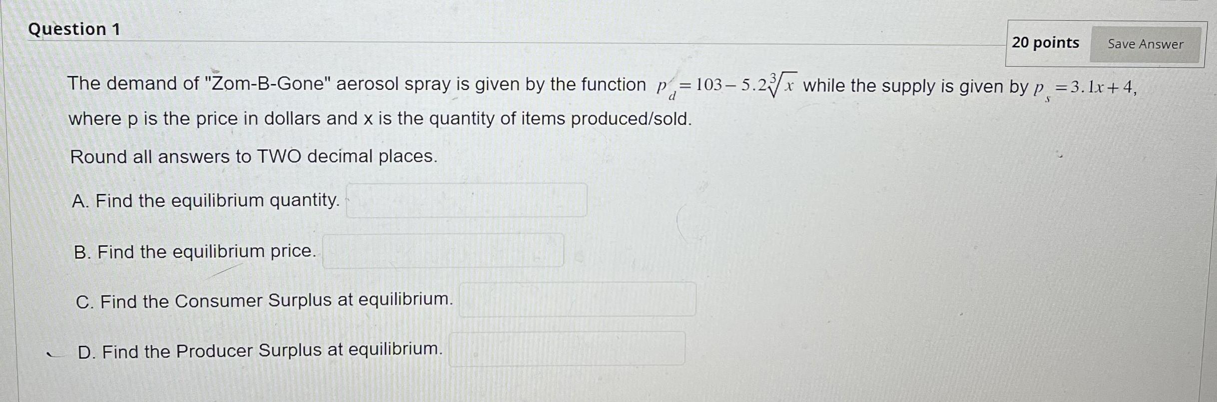 Solved The demand of "Zom-B-Gone" aerosol spray is given by | Chegg.com