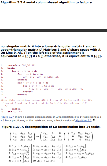 Solved 3.5 Consider LU factorization of a dense matrix shown | Chegg.com