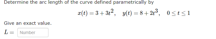 Solved Determine the arc length of the curve defined | Chegg.com
