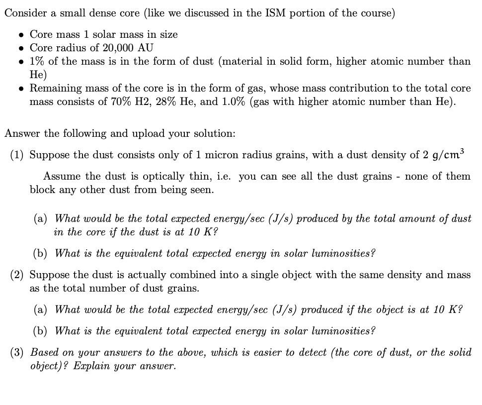 Solved - Core mass 1 solar mass in size - Core radius of | Chegg.com