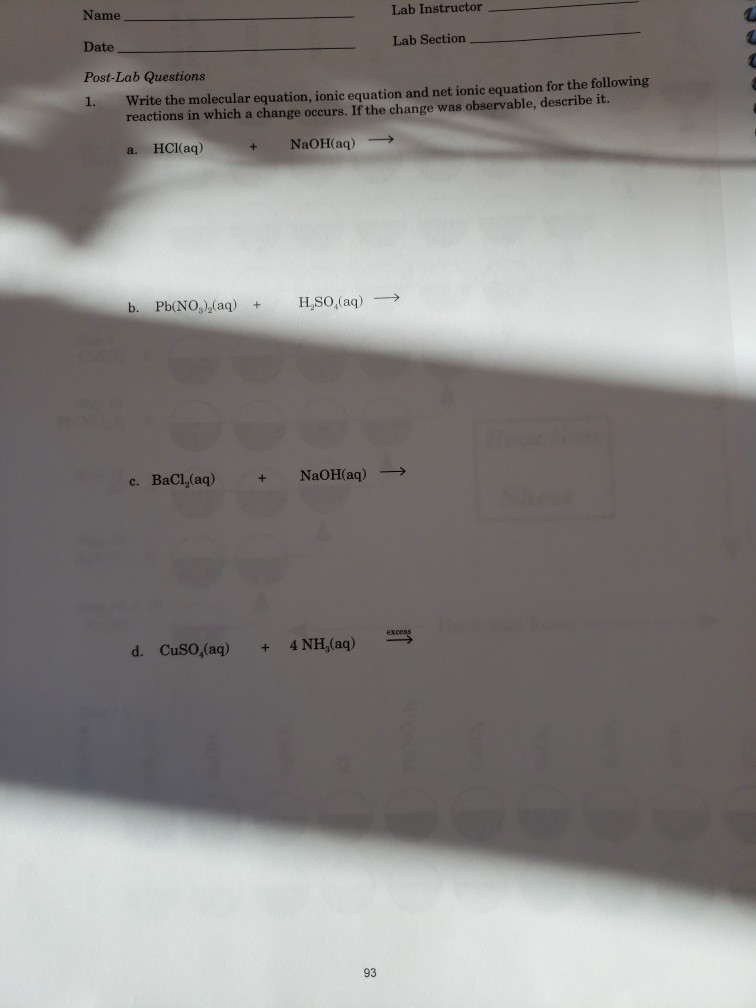 Solved Name Lab Instructor Date Lab Section Post Lab 2988
