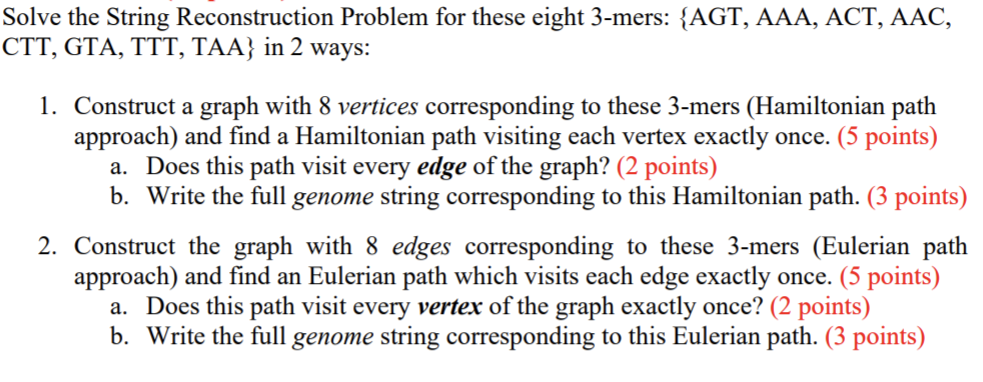 Solve the String Reconstruction Problem for these | Chegg.com