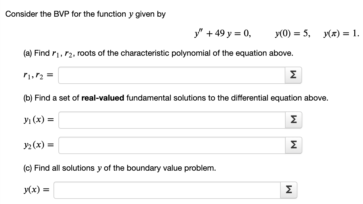 Solved Consider the BVP for the function y given by | Chegg.com