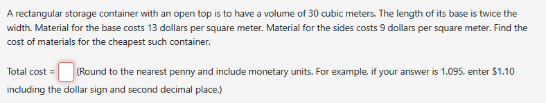 Solved A rectangular storage container with an open top is | Chegg.com