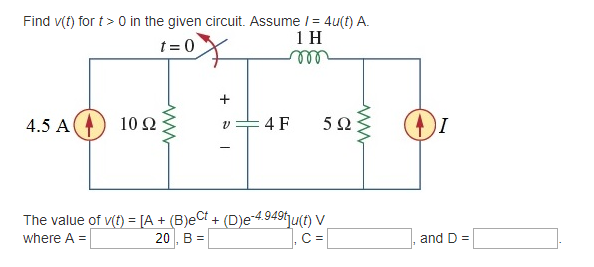 Solved Find v(t) for t>0 in the given circuit. Assume I | Chegg.com