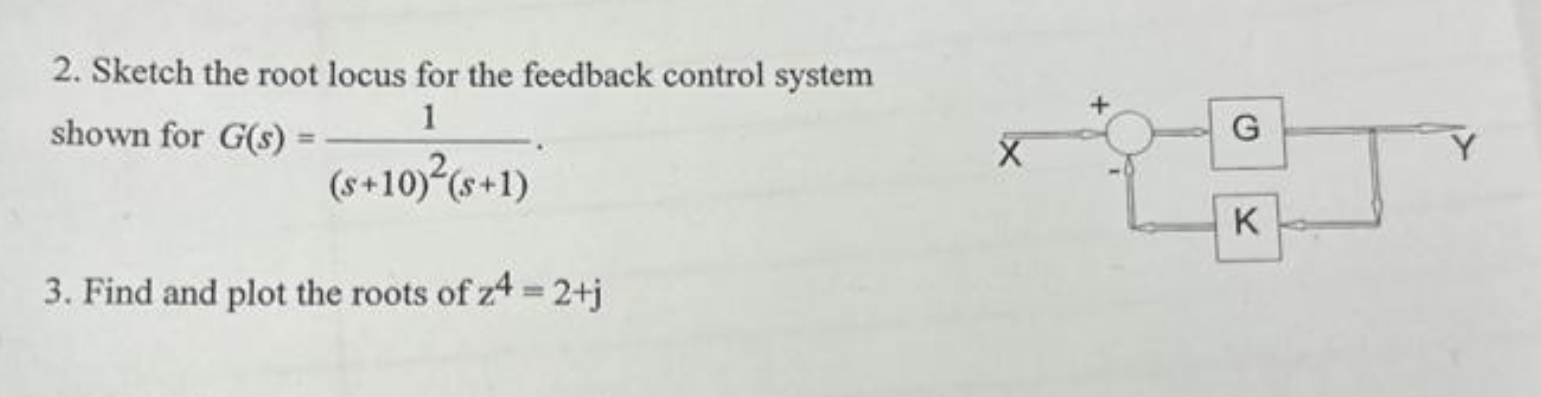 Solved 2. Sketch the root locus for the feedback control | Chegg.com