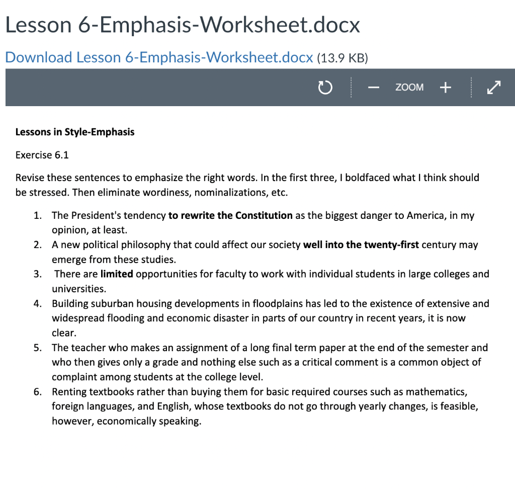 Lesson 6-Emphasis-Worksheet.docx Download Lesson | Chegg.com