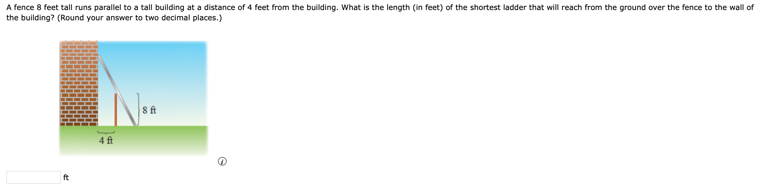 Solved feet from the building. What is the length (in feet) | Chegg.com