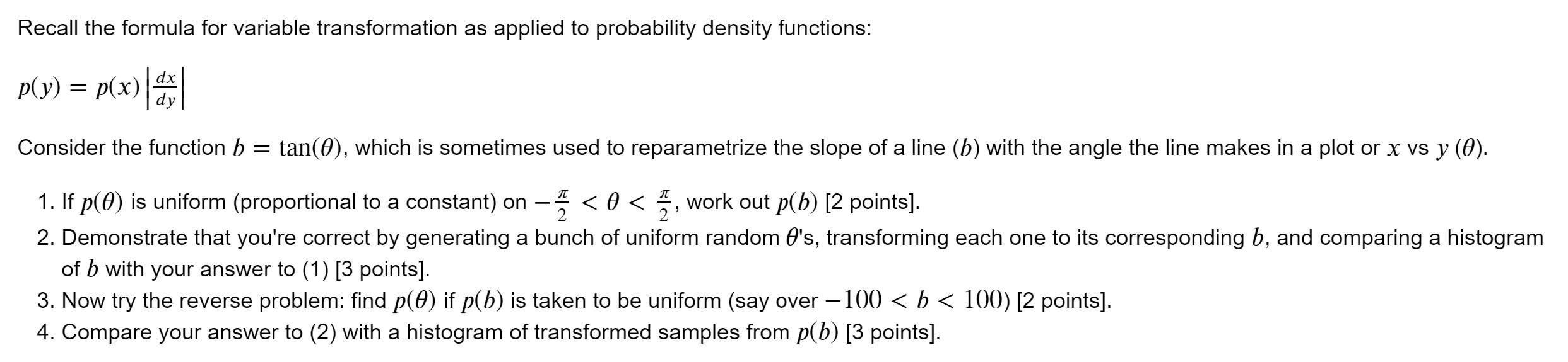 Recall the formula for variable transformation as | Chegg.com