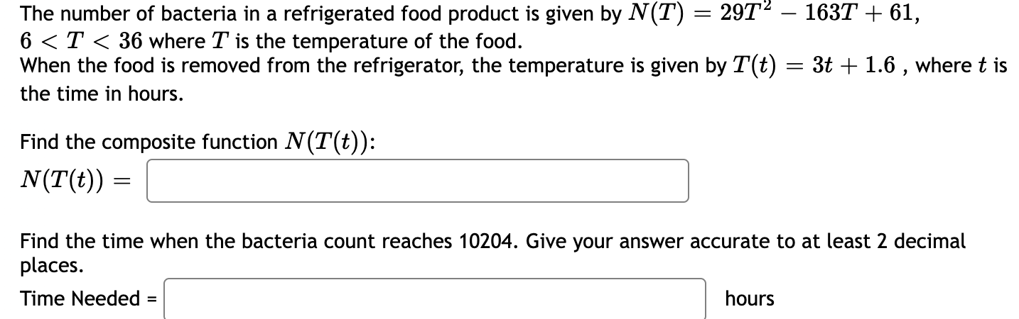 Solved = The number of bacteria in a refrigerated food | Chegg.com