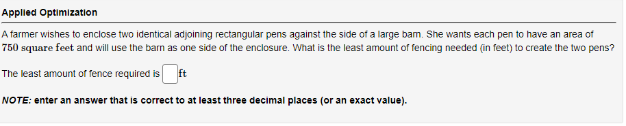 Solved Applied Optimization You need to construct fence | Chegg.com