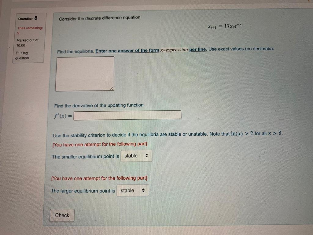 Solved Question 8 Consider the discrete difference equation | Chegg.com