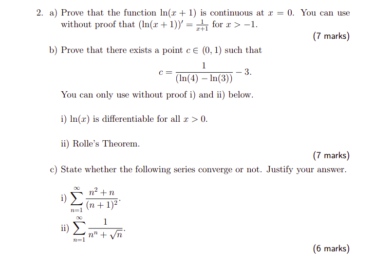 Solved 2. a) Prove that the function In (2 + 1) is | Chegg.com