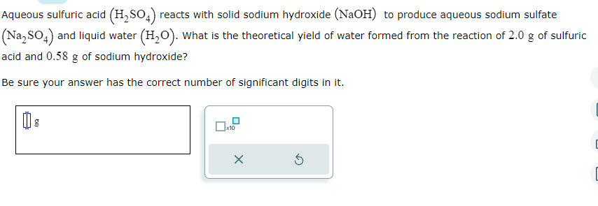 Solved Aqueous sulfuric acid (H2SO4) reacts with solid | Chegg.com