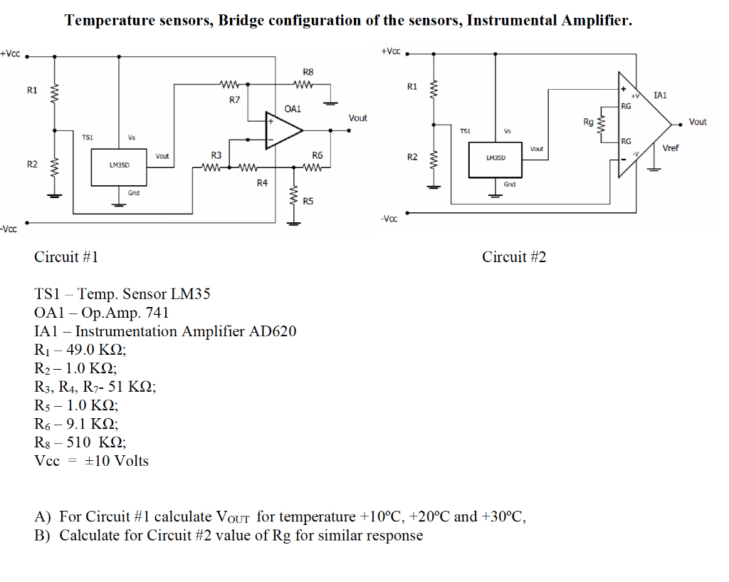 Temperature sensors, Bridge configuration of the | Chegg.com