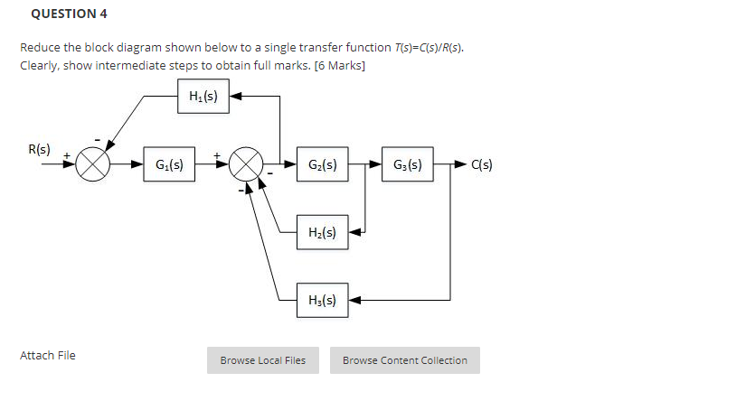 Solved QUESTION 4 Reduce the block diagram shown below to a | Chegg.com
